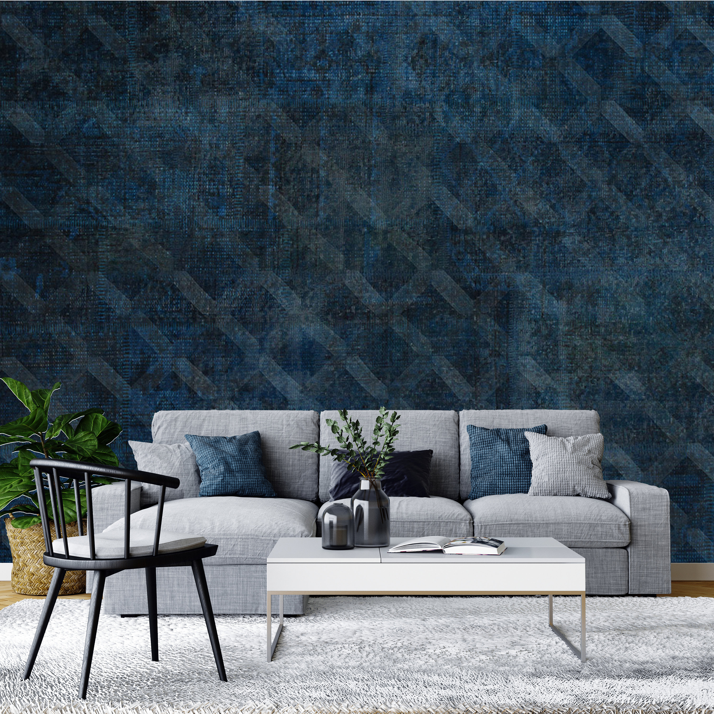 Blue Abstract Wallpaper I Blu Pattern Wallcoverings I Structure Blue ...
