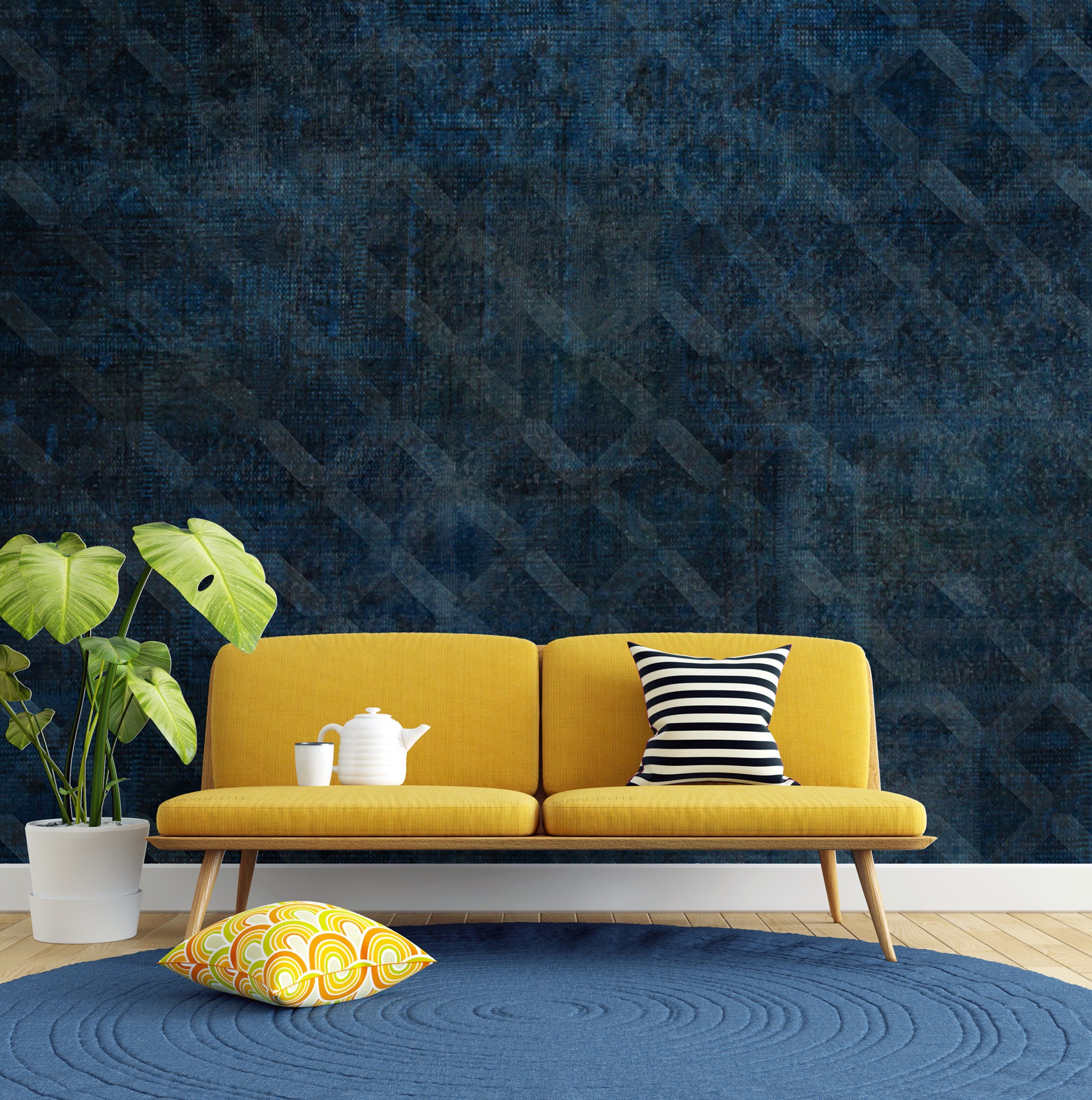 Blue Abstract Wallpaper I Blu Pattern Wallcoverings I Structure Blue ...