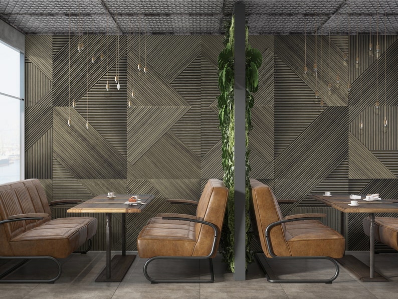 Grey Brown Wood Panel Wallpaper I 3D Effect Wood Panel Mural I ...