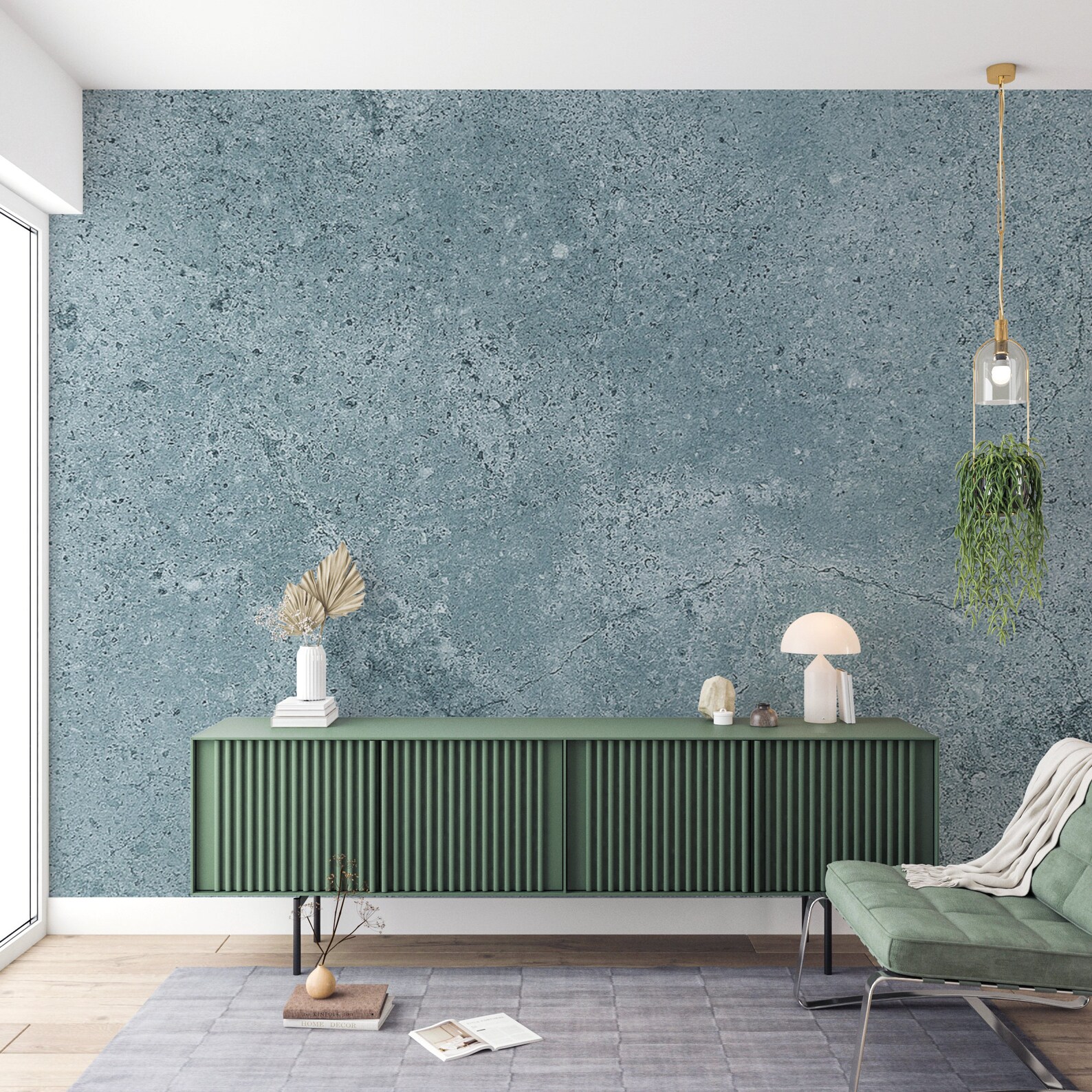 Blue Concrete Wallpaper I Blue Pattern Concrete Wall Mural I Blue Home ...
