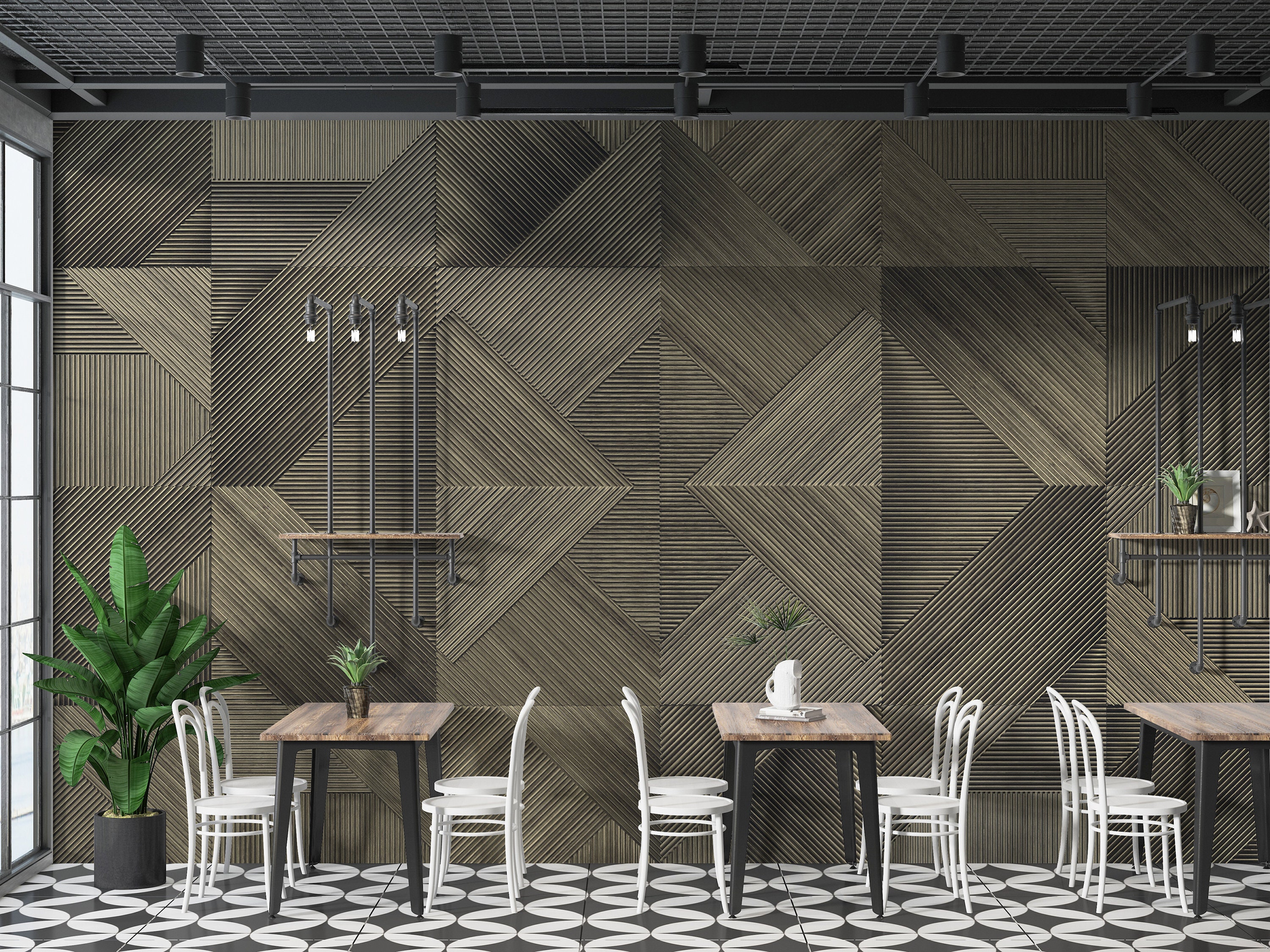 Grey Brown Wood Panel Wallpaper I 3D Effect Wood Panel Mural I ...