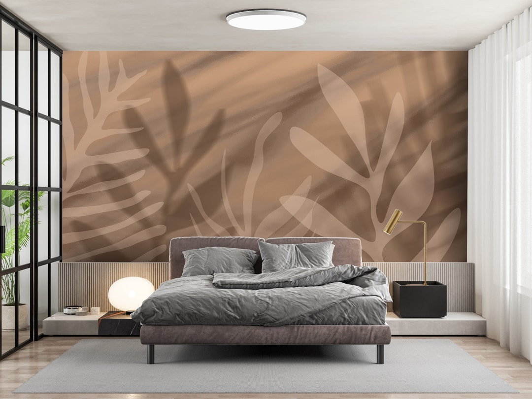 Brown Leaves Wallpaper I Shadow Leaves Wallpaper I Leaves Fiberglass ...