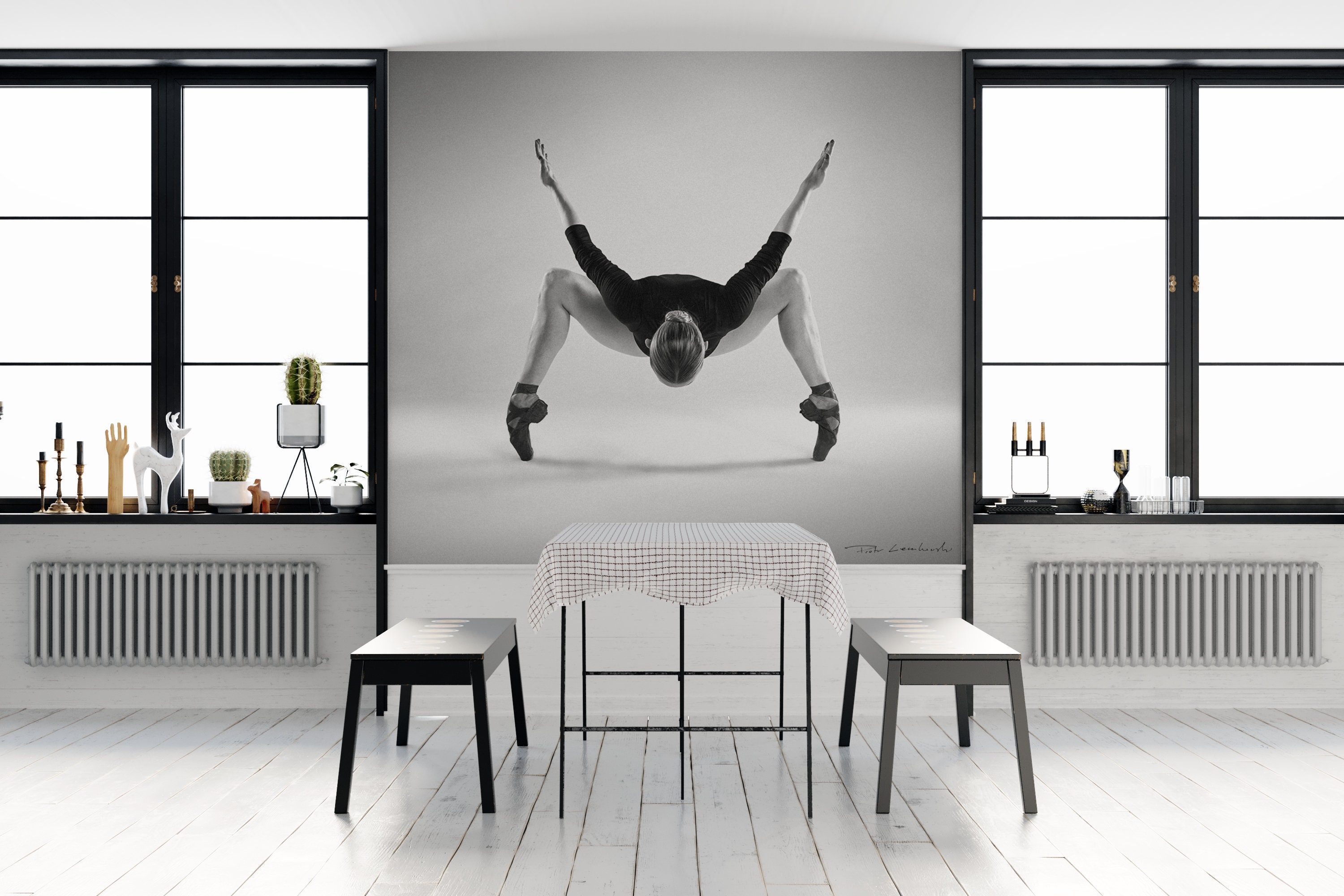 Black White Ballerina Wallpaper I Fiberglass Ballet Mural I Custom Size ...