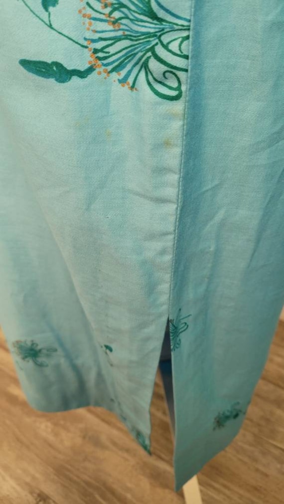 Vintage 1950s Hawaiian Togs Blue Hawaii Floral Maxi D… - Gem