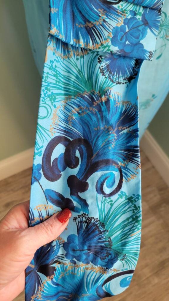 Vintage 1950s Hawaiian Togs Blue Hawaii Floral Maxi D… - Gem