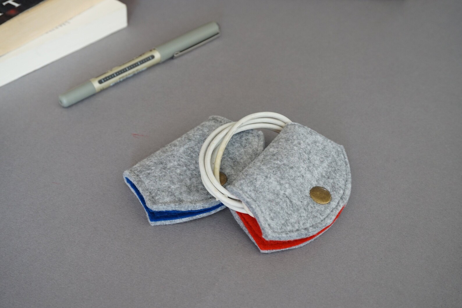 Felt Earphone Wrapper Light Grey Cable Holder Minimalist - Etsy