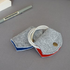 Felt Earphone Wrapper, Light Grey Cable Holder, Minimalist Organizer ...