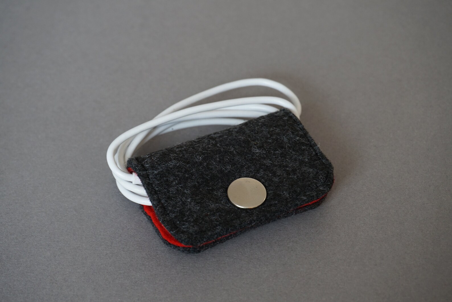 Felt Cable Wrap Holder, Dark Grey Earphone Wrap, Anthracite Cable ...