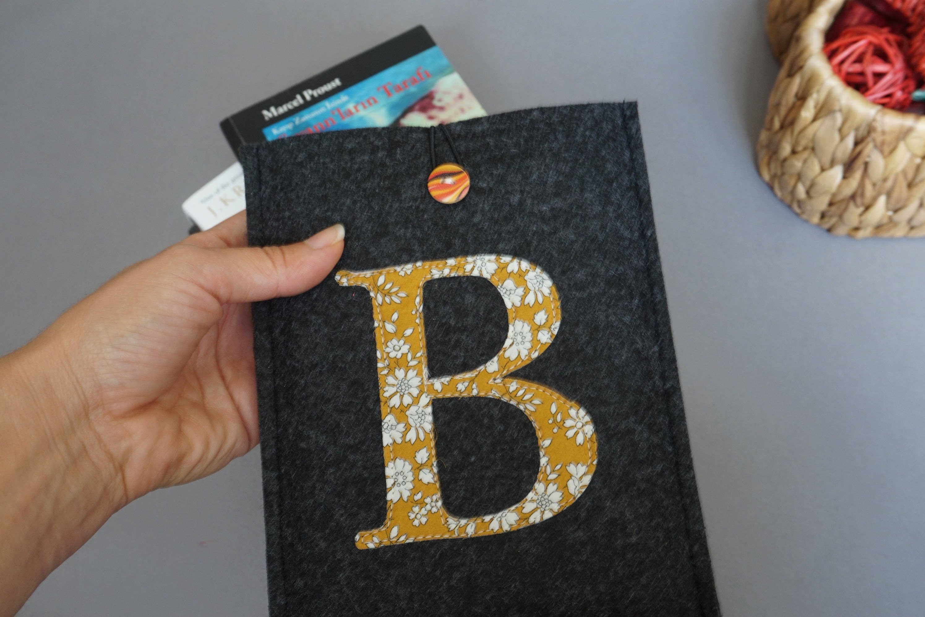 Monogram Tablet Case Dark Grey Protective Tablet Sleeve Felt - Etsy