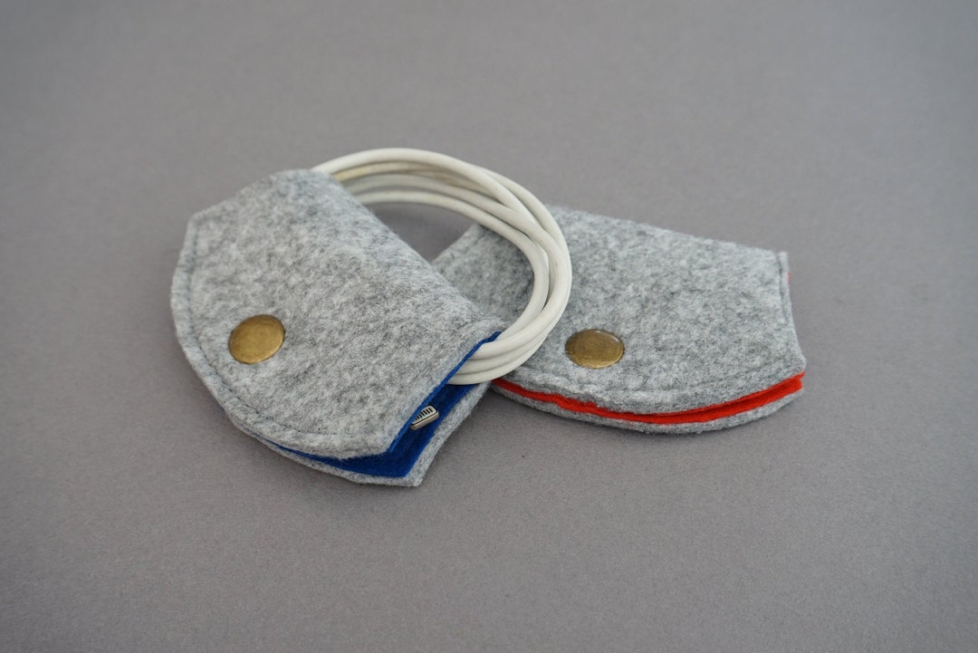 Felt Earphone Wrapper, Light Grey Cable Holder, Minimalist Organizer ...