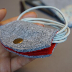 Felt Earphone Wrapper, Light Grey Cable Holder, Minimalist Organizer ...