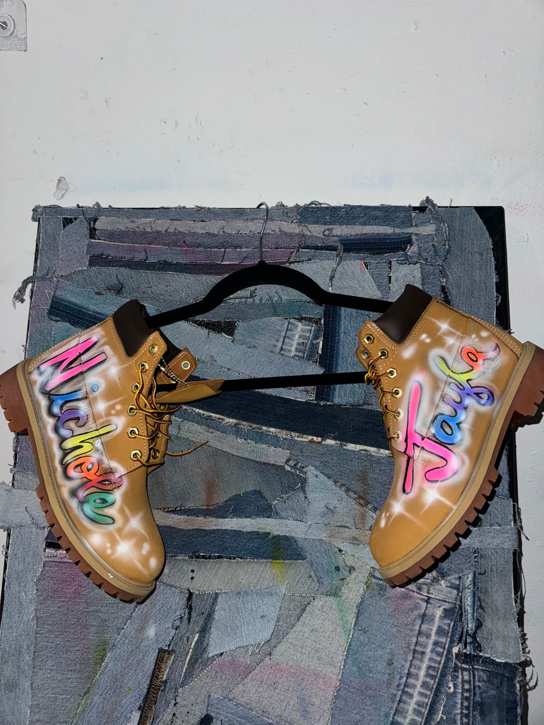 Airbrush Timberlands With Script by Aibrush Army - Etsy