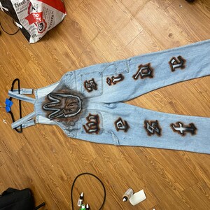 Airbrush Hip Hop Denim Jumper / Coveralls - Etsy