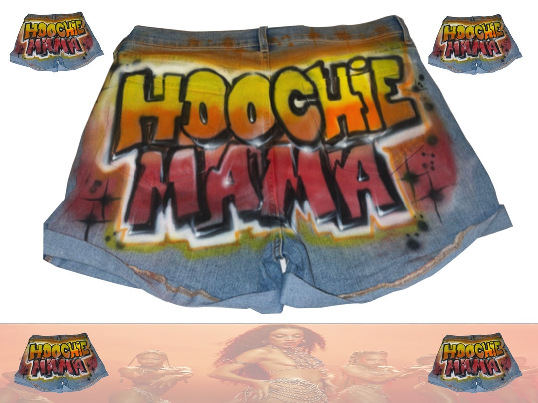HOOCHIE Momma Airbrush Custom Denim Jeans Booty Short - Etsy