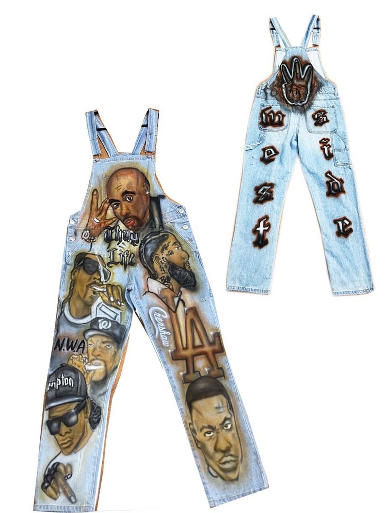 Airbrush Hip Hop Denim Jumper / Coveralls - Etsy