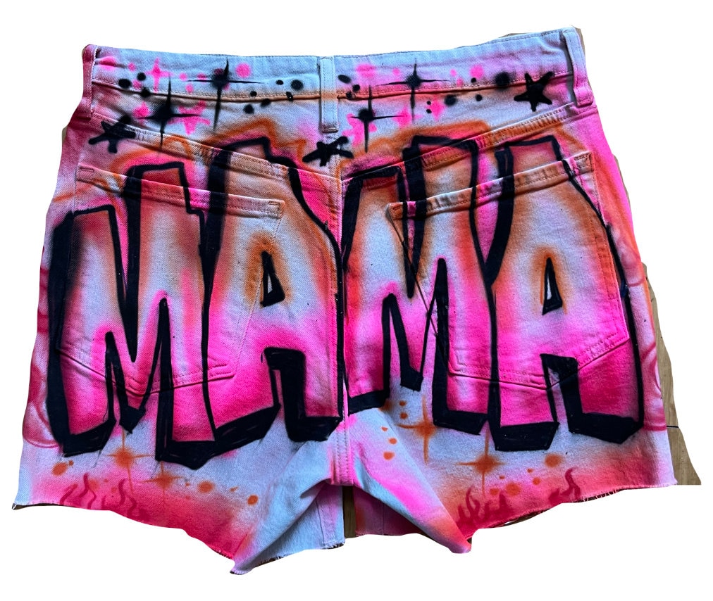 HOOCHIE MAMA USA Airbrush Custom Denim Spray Paint Shorts - Etsy