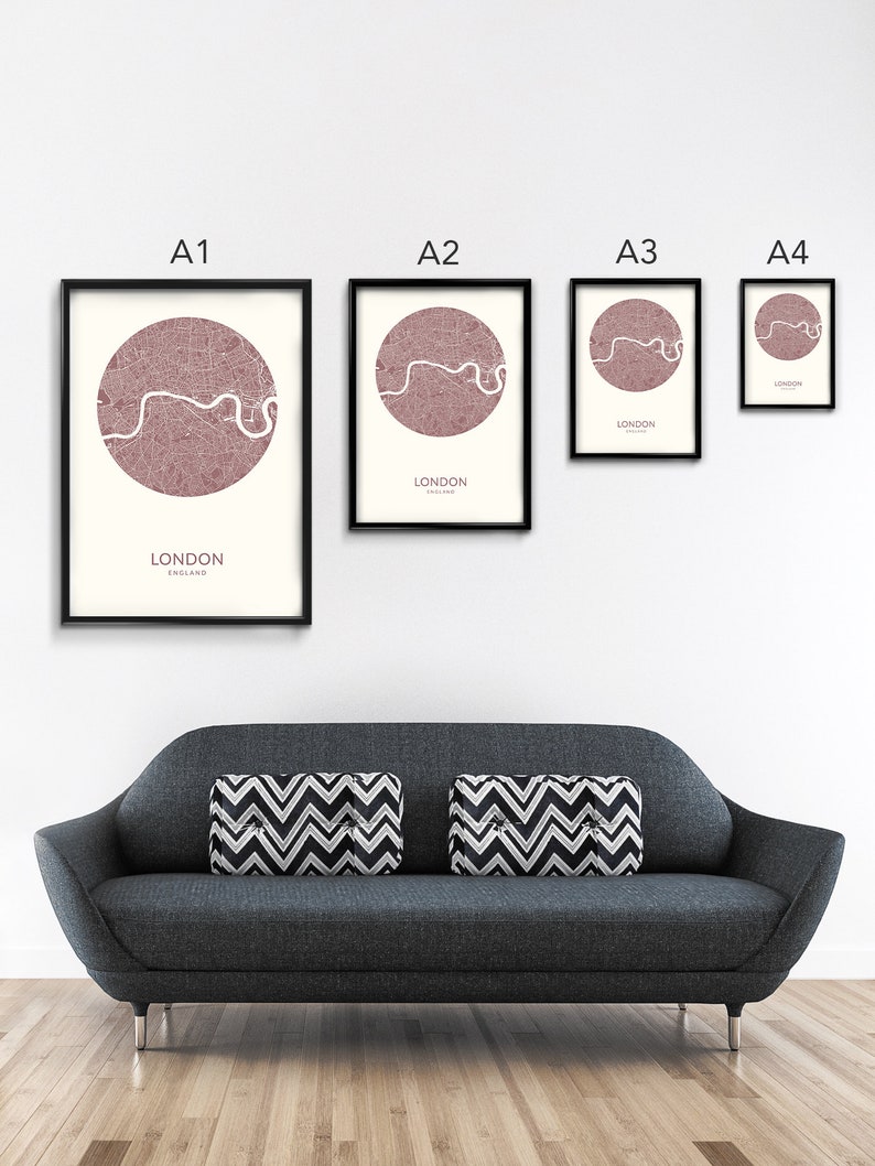 London Circle Map Print 3 Colors Available Simple Vintage - Etsy