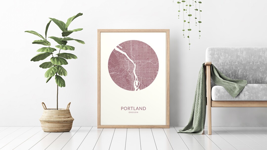 Portland Circle Map Print 3 Colors Available Simple - Etsy