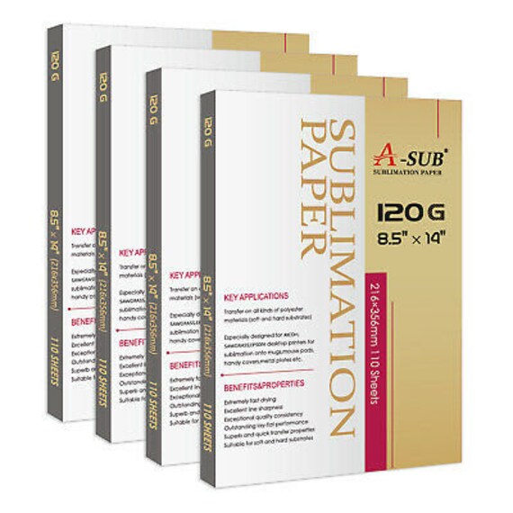 8.5x14 Sublimation Sheets A-SUB Sublimation Paper Pack - 110 Sheets 8 ...