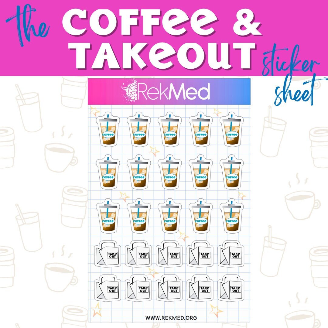 Coffee & Take Out Sticker Sheet - Etsy