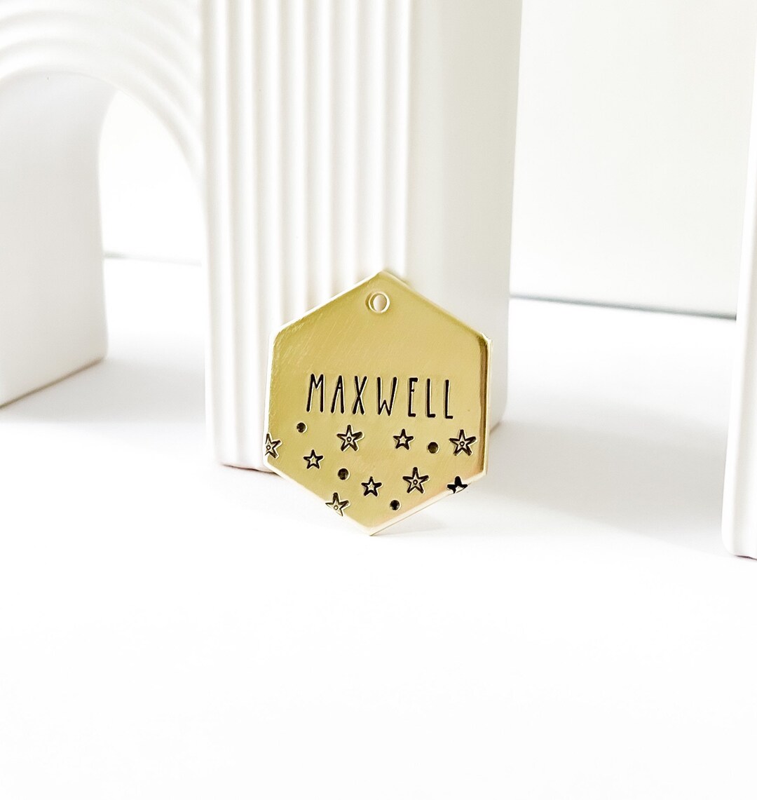 Stars Pet ID Tag, Floral, Gold or Silver Dog Tag - Etsy
