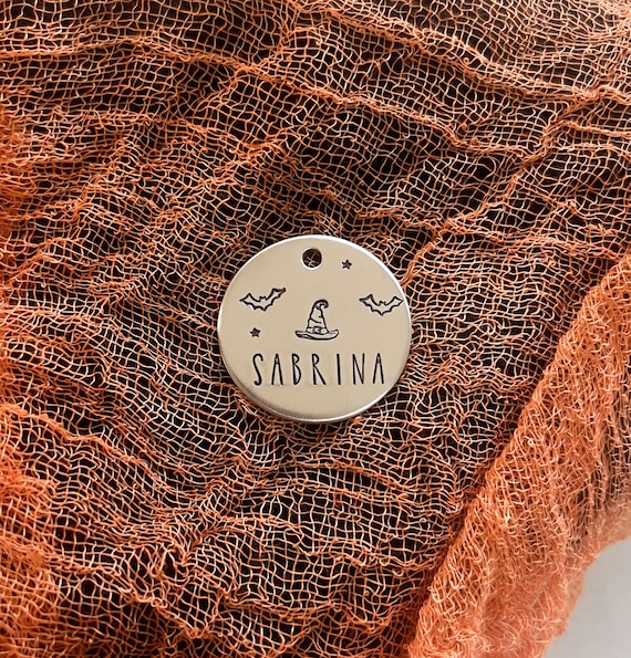 Halloween Dog Tag Witch Dog Tag Pet ID Tag Bat Dog Tag - Etsy