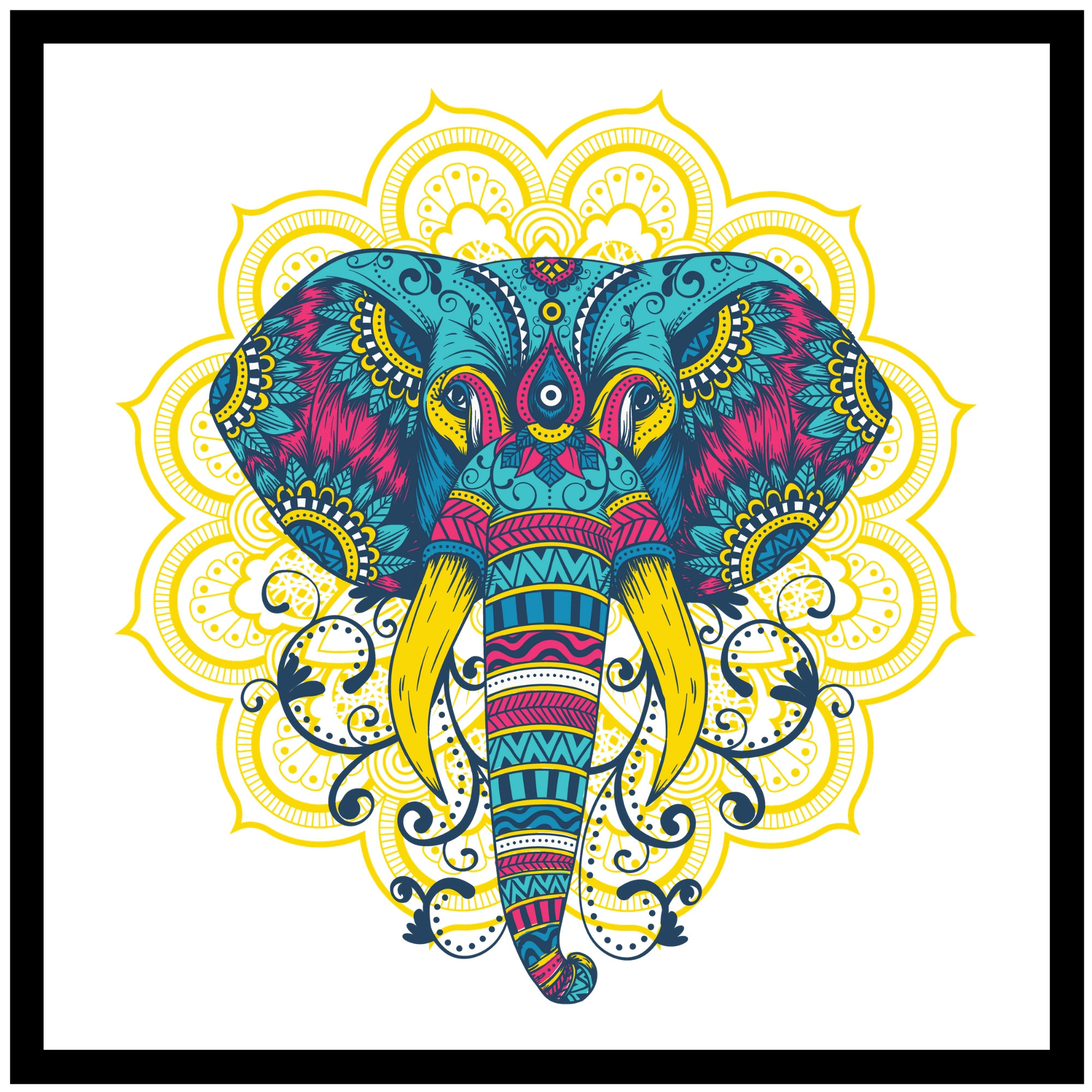 Elephant Mandala | Art Print | 10 X 10 Inches | Digital Download - Etsy