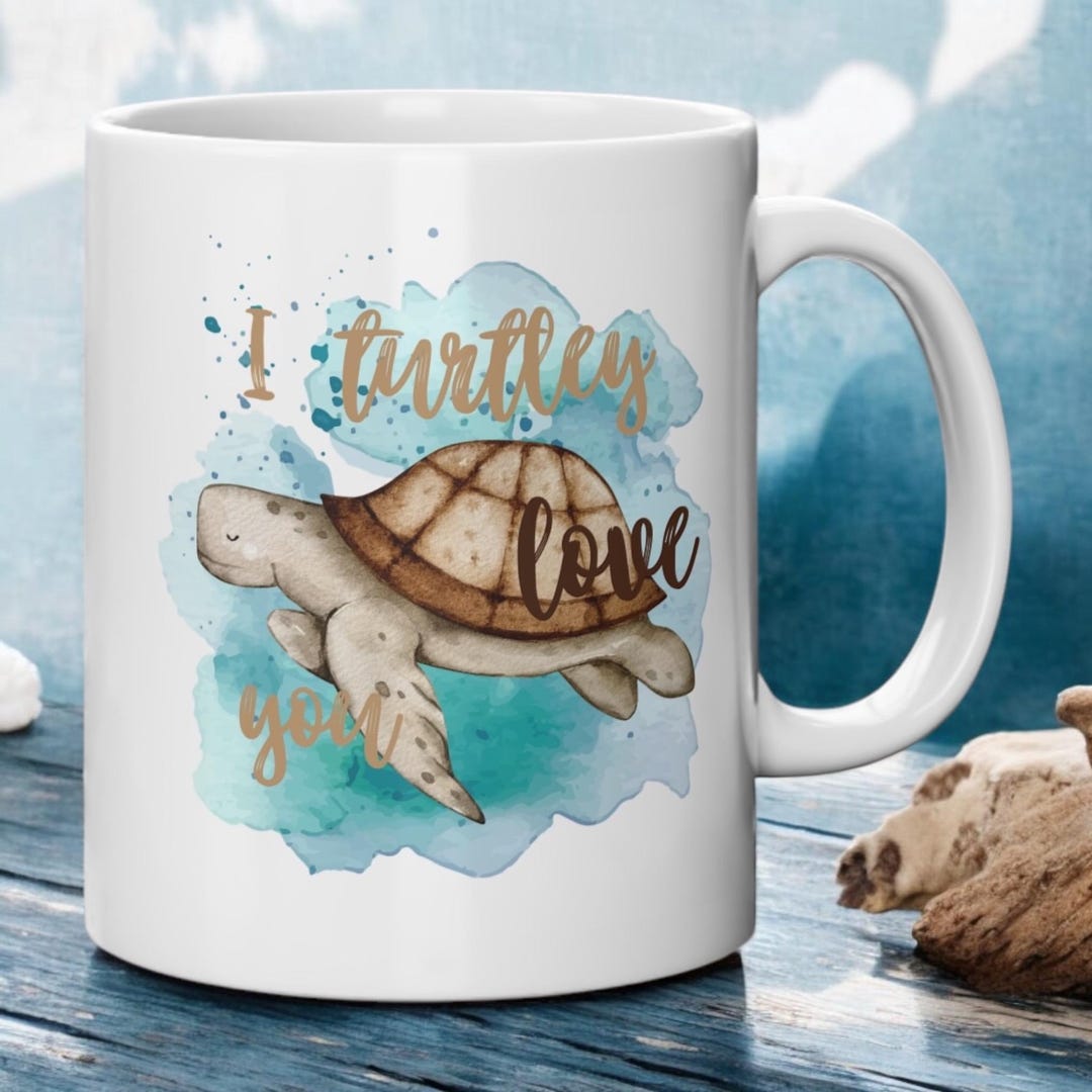 Cup Turtle Mug Maritim Sea Turtle Coffee Cup, Turtley Love You, White ...