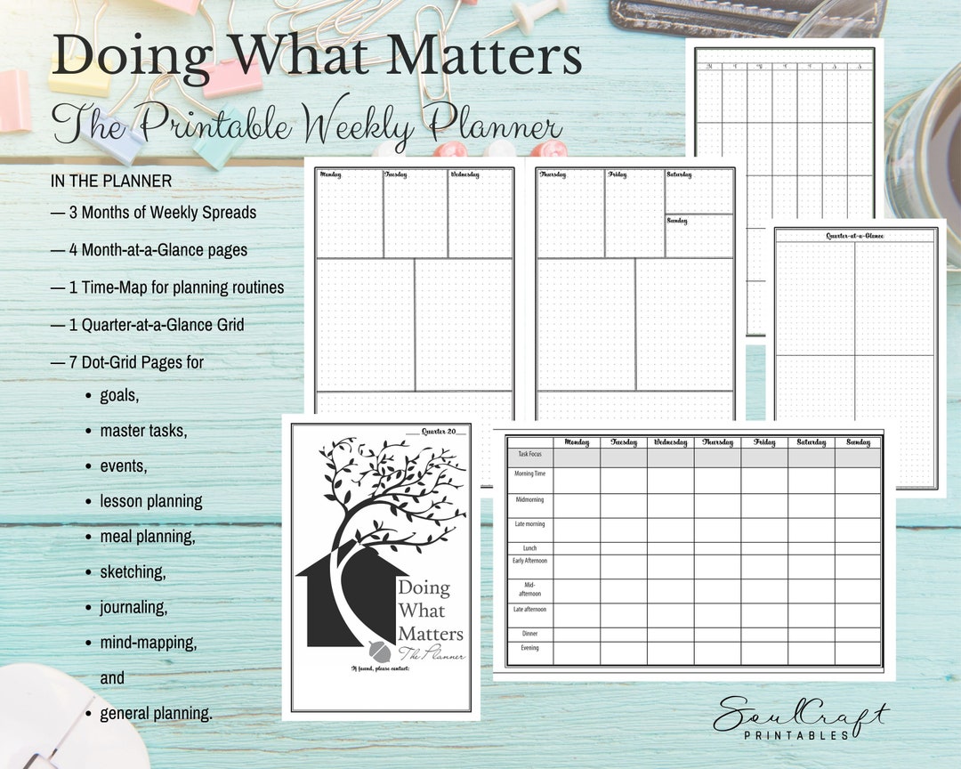 Printable Planner — Doing What Matters With a Weekly Undated Quarterly ...
