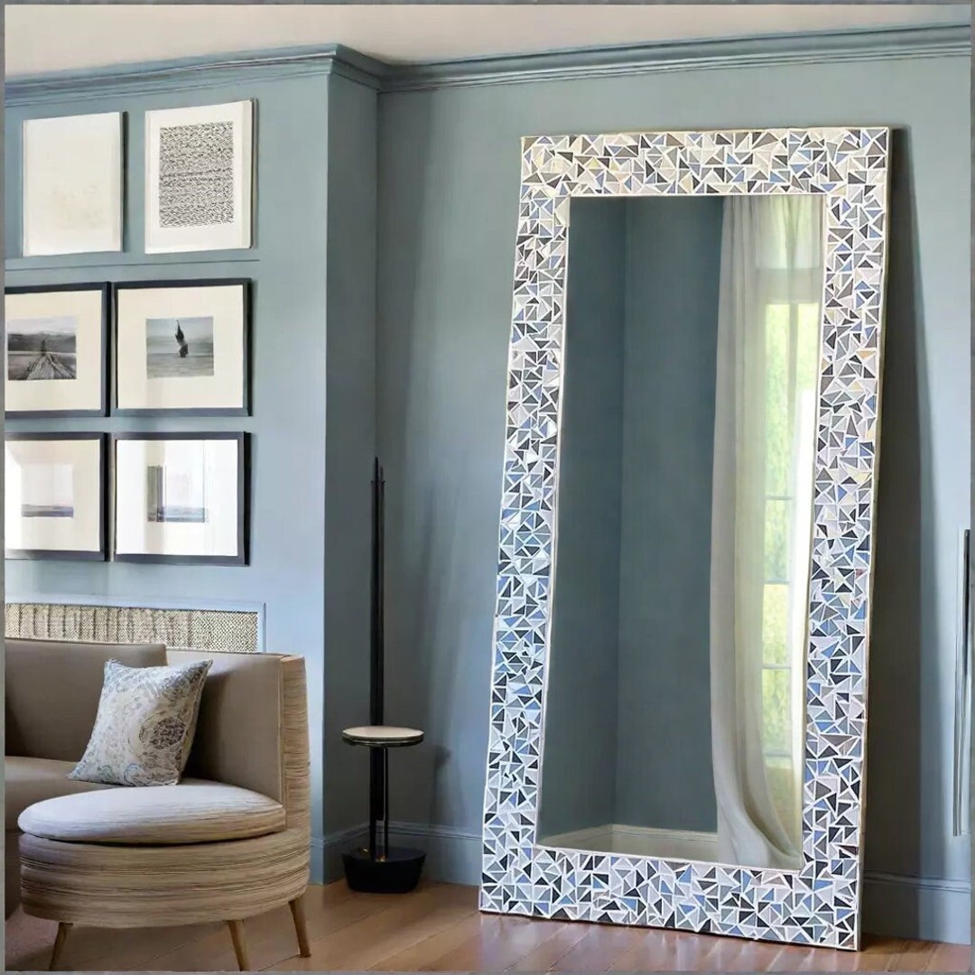 Mosaic Blue Mirror,mirror Wall Decor,full Length Mirror,vanity Mirror ...