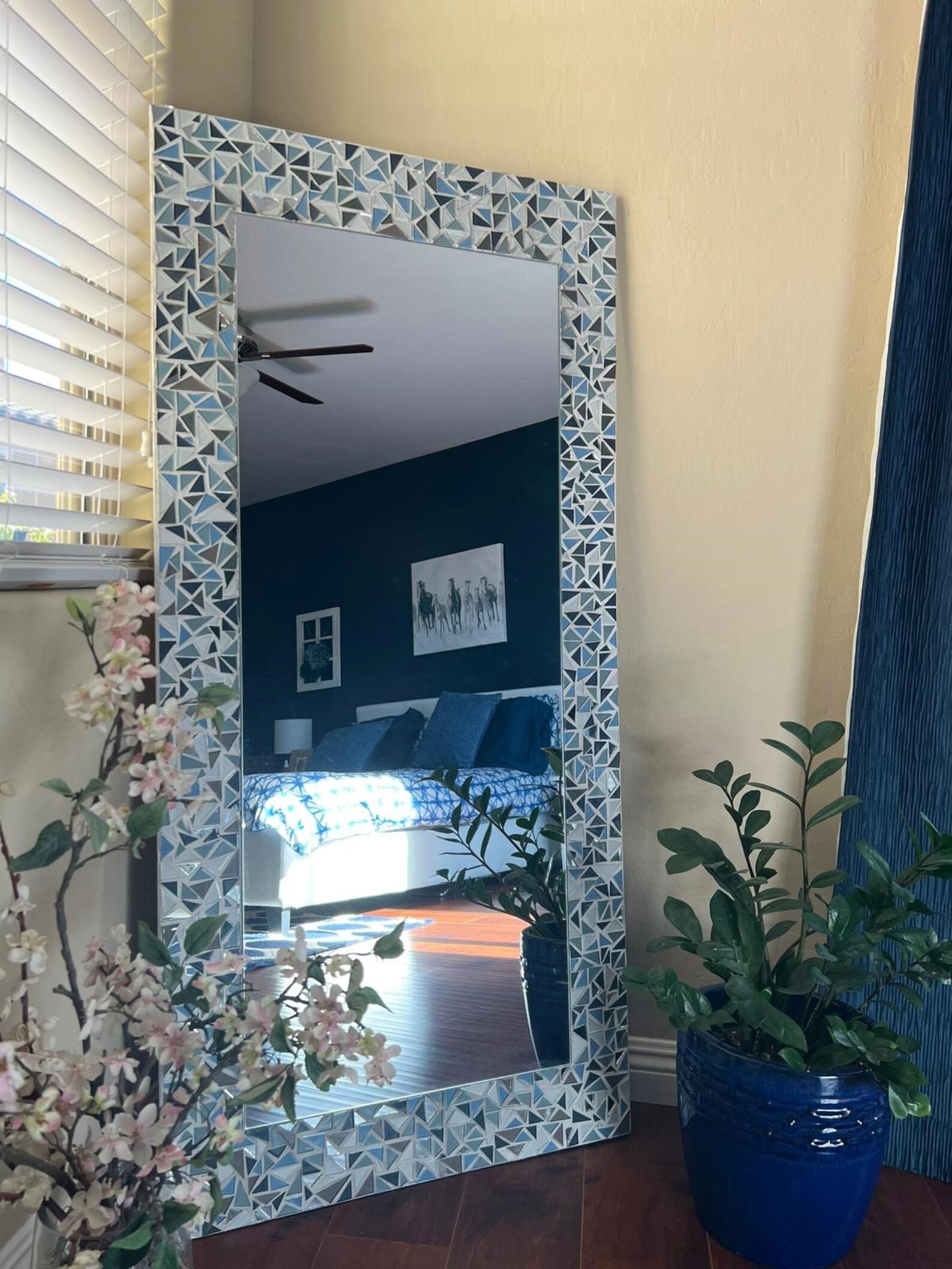 Mosaic Blue Mirrormirror Wall Decorfull Length Mirrorvanity - Etsy