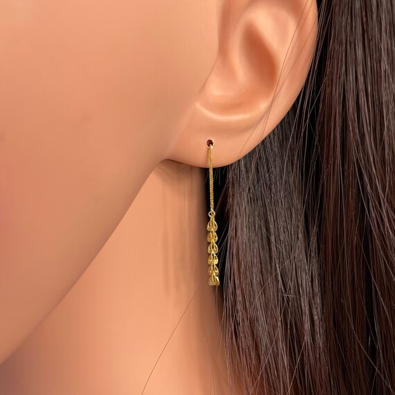 Gold Earrings/18K Pure Gold Leaf Shape | Etsy