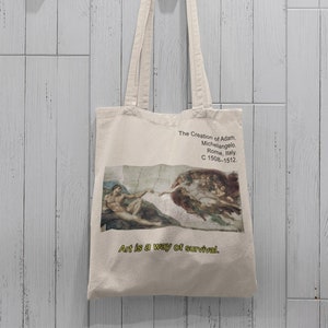 Michelangelo Tote Bag - Creation of Adam Bag - Etsy