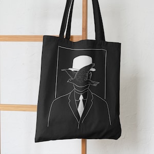 Magritte Inspired One Line Abstract Art Tote Bag - Minimal Art ...