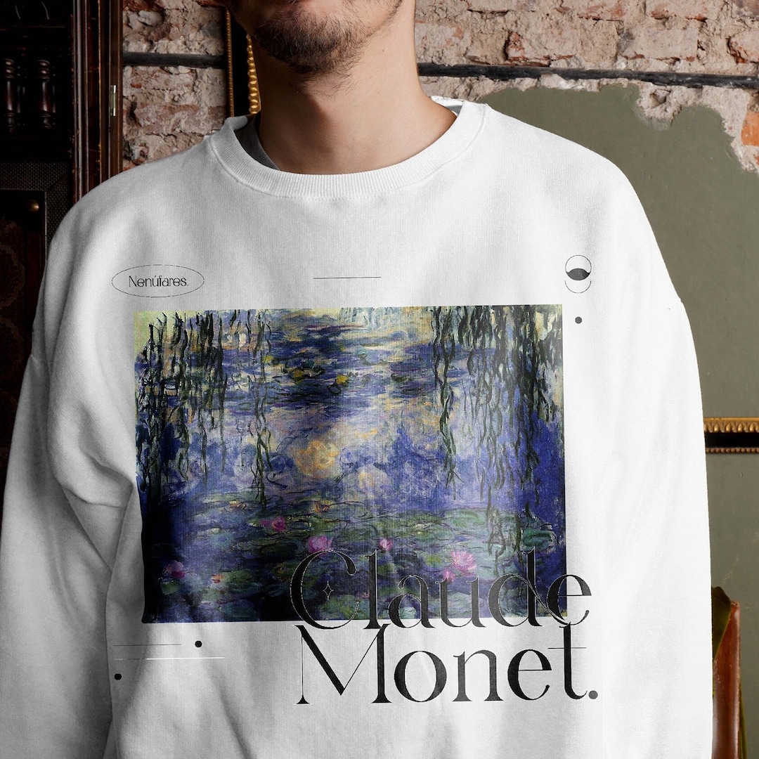 Monet White Sweatshirt - Water Lilies Sweatshirt Aesthetic Art Unisex ...