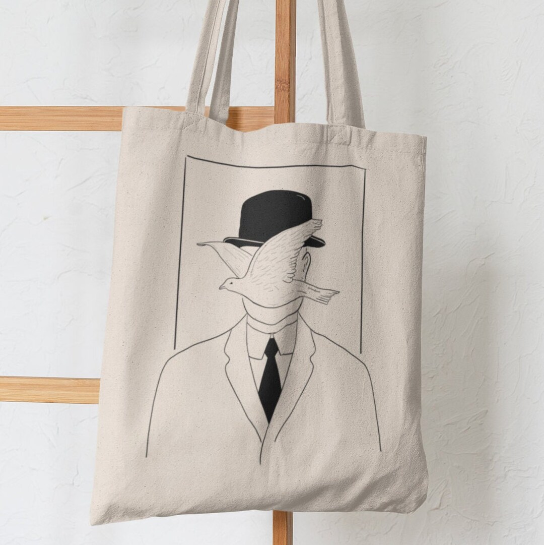 Magritte Inspired One Line Abstract Art Tote Bag - Minimal Art ...
