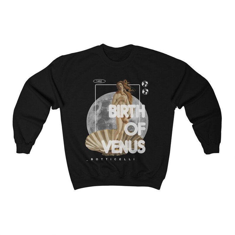 The Birth of Venus Sweatshirt - Venus Inspired Moon Aesthetic Oversized ...