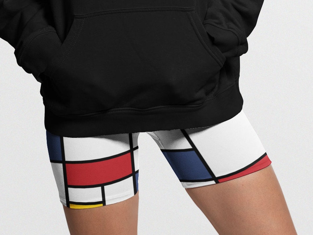 Mondrian Inspired Women Art Biker Shorts - Mondrian Composition ...