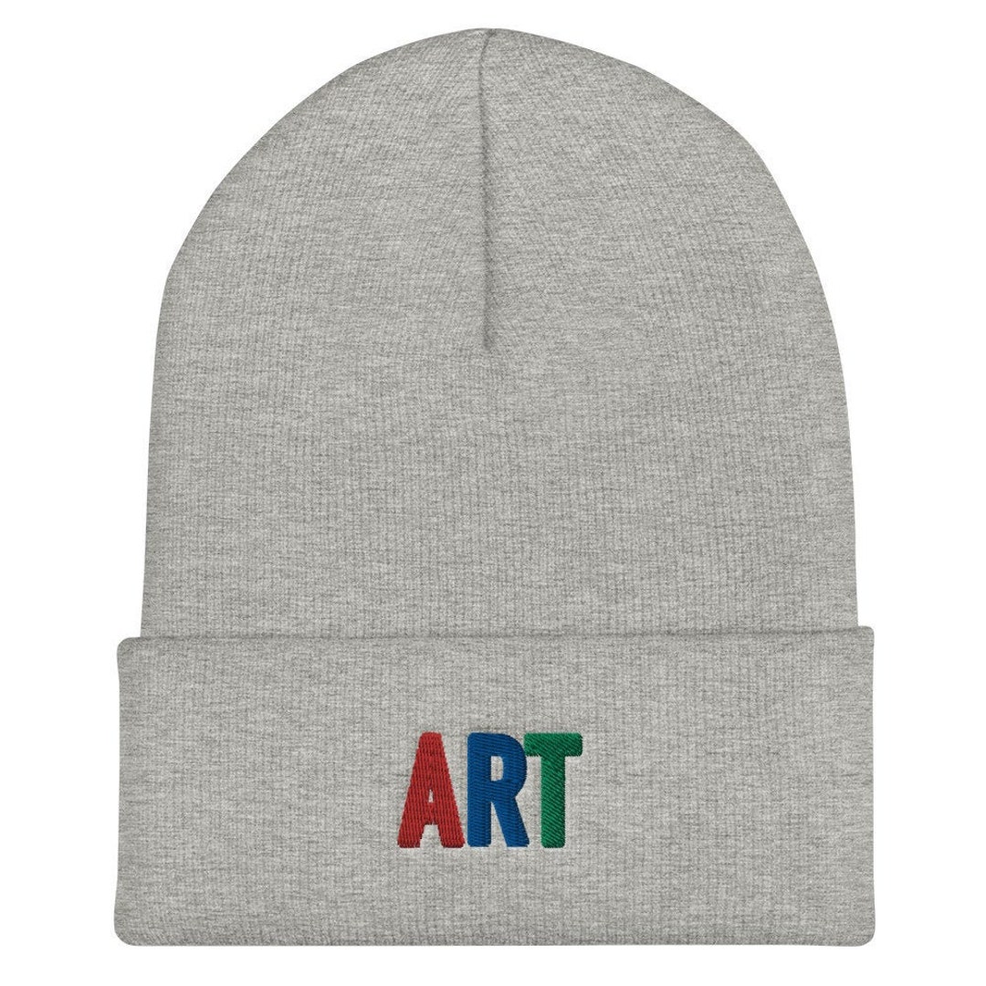 Art Embroidered Beanie - Vintage 90s Winter Hat - Etsy