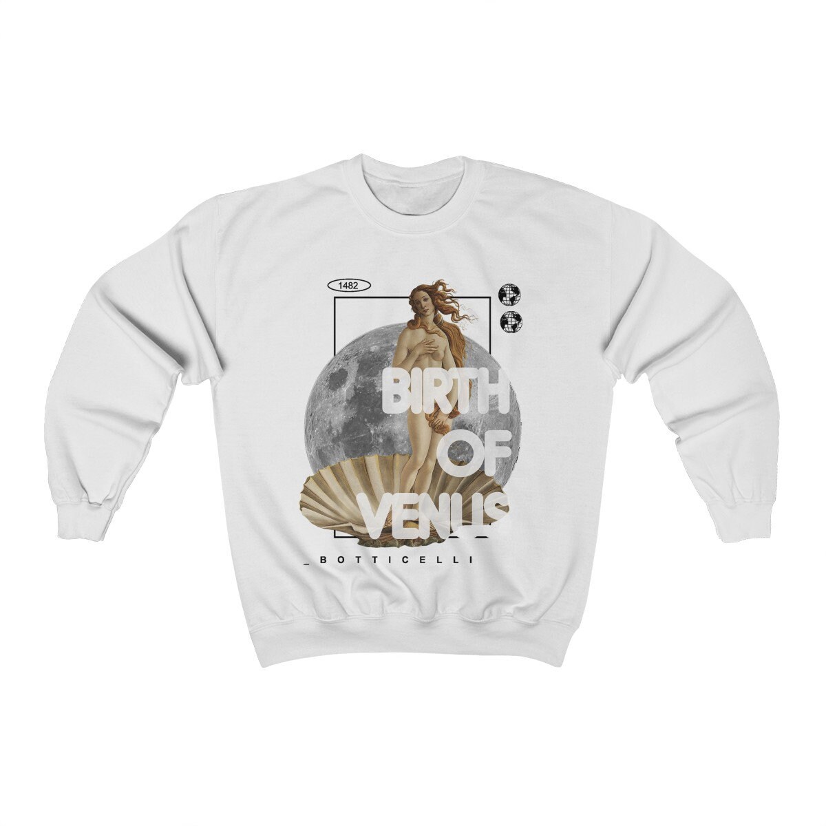 The Birth of Venus Sweatshirt - Venus Inspired Moon Aesthetic Oversized ...