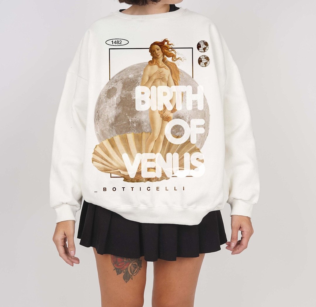 The Birth of Venus Sweatshirt - Venus Inspired Moon Aesthetic Oversized ...