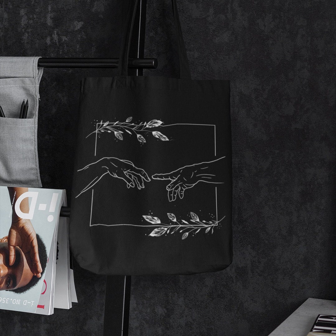 Michelangelo Tote Bag - One Line Organic Cotton Black Tote Bag ...