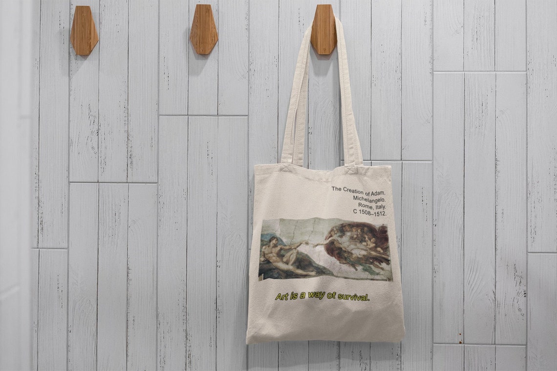 Michelangelo Tote bag Creation of Adam Bag | Etsy