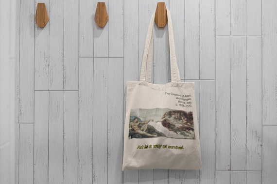 Michelangelo Tote bag Creation of Adam Bag | Etsy