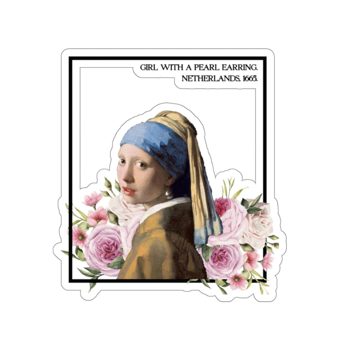 Girl With a Pearl Earring Sticker- Johannes Vermeer Art Laptop Sticker ...