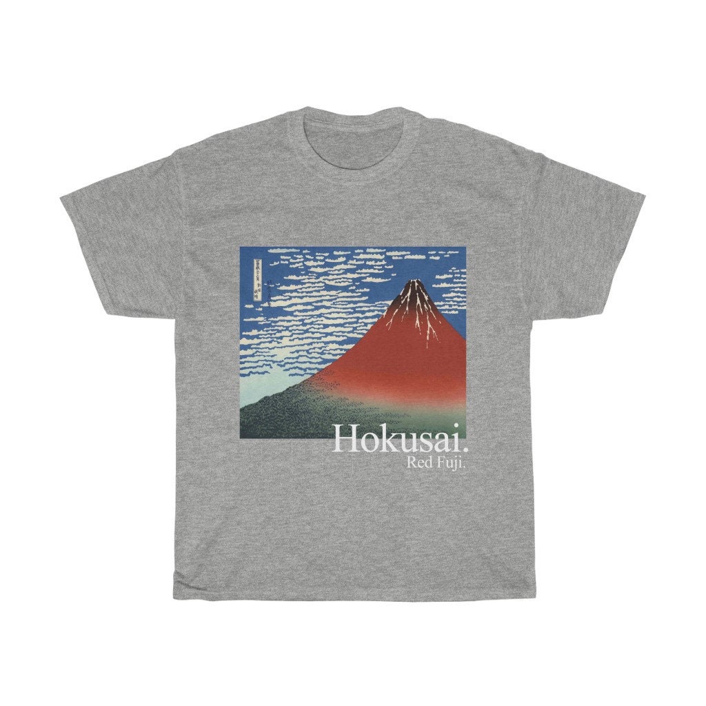 Hokusai Shirt - Aesthetic Japanese Art Red Fuji Unisex Shirt - Etsy
