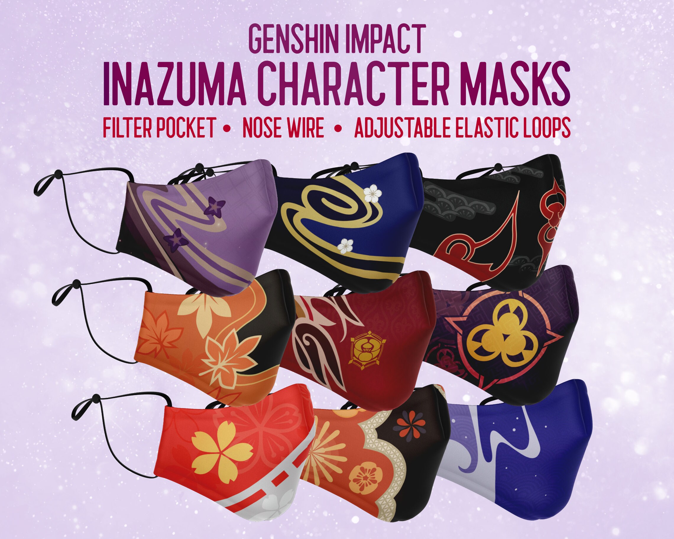 Genshin Impact Inazuma Character Masks - Etsy