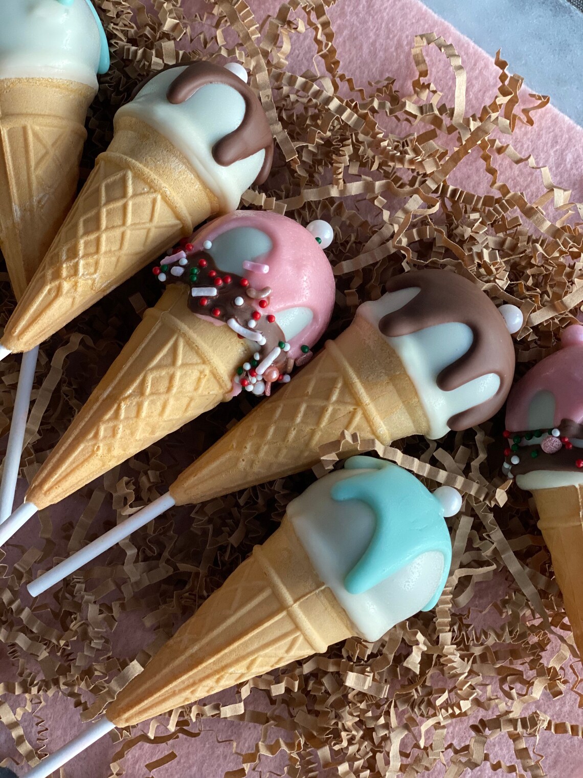 12 Chocolate Flavor Ice Cream Cake Pops/Ice Cream Party/Summer | Etsy