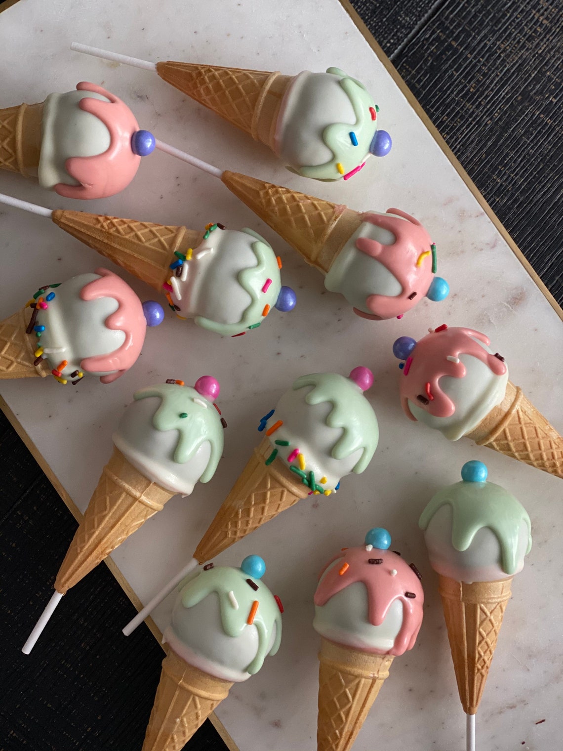 12 Chocolate Flavor Ice Cream Cake Pops/Ice Cream Party/Summer | Etsy