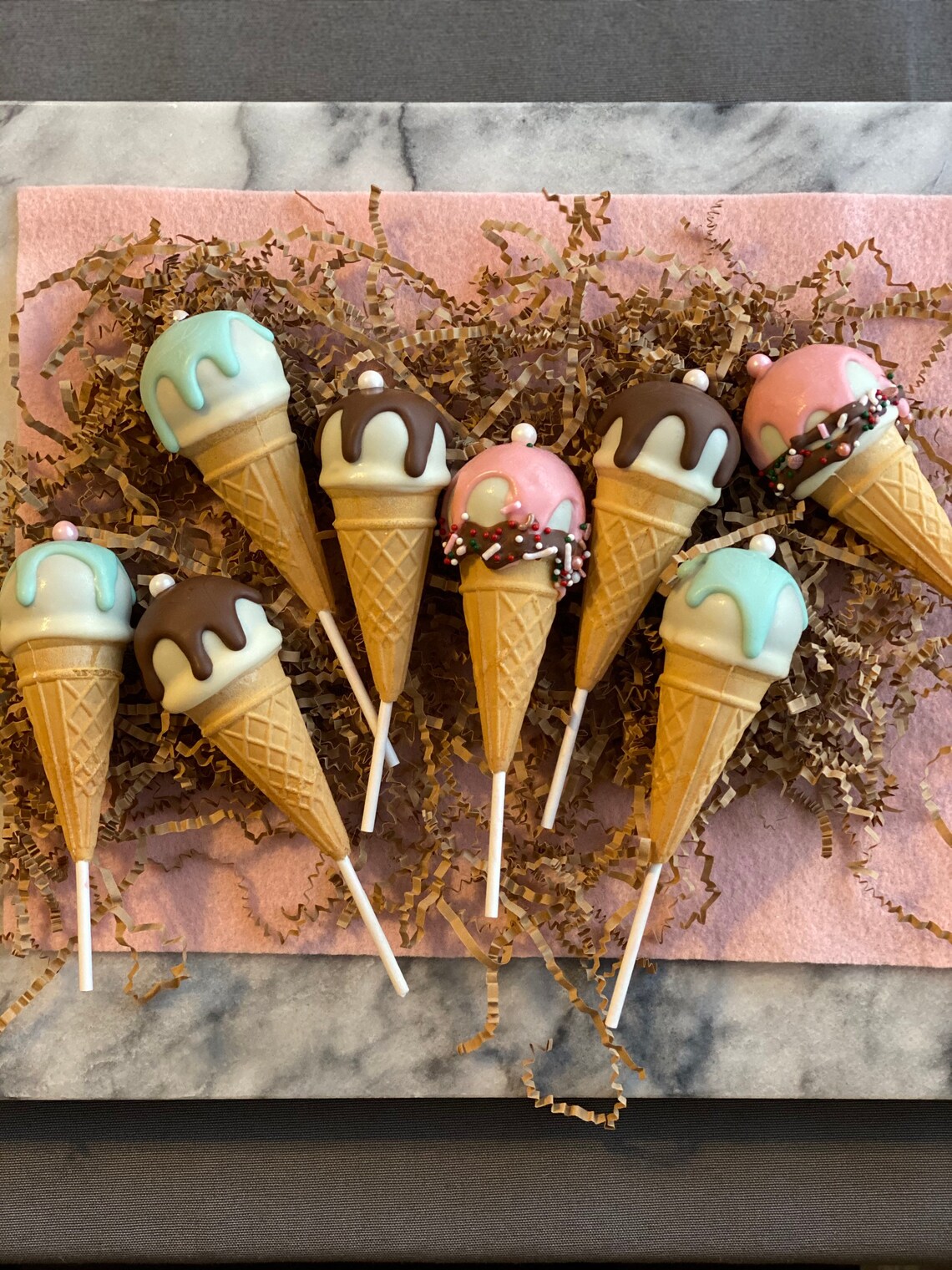 12 Chocolate Flavor Ice Cream Cake Pops/Ice Cream Party/Summer | Etsy